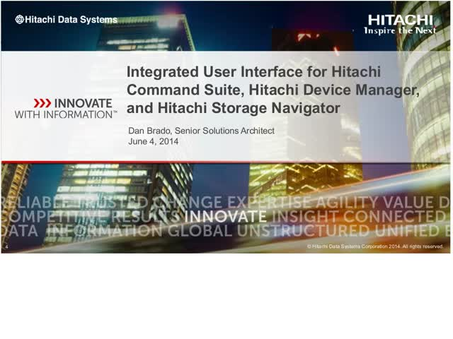 Integrated User Interface for Hitachi Command Suite, Hitachi Device ...